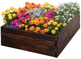 Outsunny vyvýšený truhlík na zeleninu z masivního dřeva 60x60x23 cm tmavě hnědý pro zahradní balkon | Aosom.de