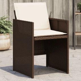 vidaXL Zahradní židle s poduškami 4 ks hnědé polyratan [4007438]