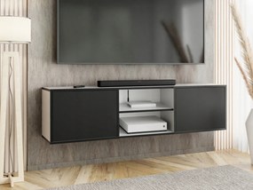 TV skříňka EDI 3 bílý + černý otevřená TV skříňka s policí