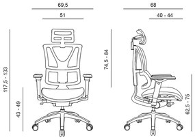 Kancelářská ergonomická židle KORINA — síť, černá, nosnost 150 kg Antares