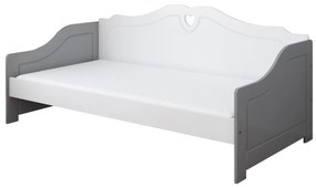 BabyBeds Dětská postel ZUZANA srdíčka 200x90 Barevné provedení: bílá a šedá, Úložný prostor: Ne, bez úložného prostoru Bílá