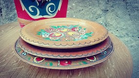 Dobový originál Originální dřevěné malované talířky