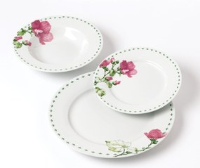 Porcelánová jídelní sada LEA Mallow 18 ks bílá/růžová