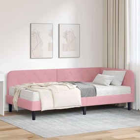 Rohový rám postele Růžová 100 x 200 cm samet 3394167