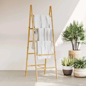 Dvojitý žebřík na ručníky s 5 příčlemi bambusový 50x160 cm 243714