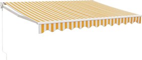 Zatahovací markýza žlutá a bílá 3 x 2,5 m textil a hliník 3154431