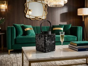 Lucerna s flitry LOFTY GLAM 27 cm, černá