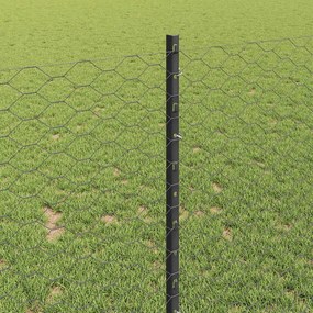 Hexagonální plot s podpěrou 10 x 0,8 m Ocel potažená PVC Šedá 3336819