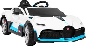 Ramiz Dětské autíčko na baterie Bugatti Divo bílé + dálkové ovládání + EVA kola + pomalý start + LED + MP3