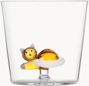 Ručně vyrobený pohárek z borosilikátového skla Tabby Cat