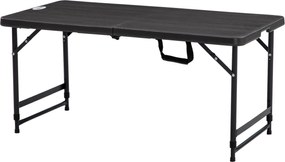 Skládací venkovní stůl Outsunny Plastový 118 x 60 x 74 cm, Odolný proti povětrnostním vlivům, Protiskluzový Bufetový stůl, Stanový stůl, Stůl na balko