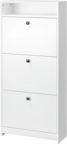 HOMCOM Botník s 3 sklápěcími přihrádkami (18 párů bot) a 1 úložnou policí z dřevotřísky, bílý, 60x24x132cm