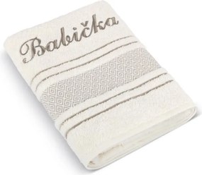 Bellatex Froté ručník mozaika se jménem BABIČKA 50x100 cm Babička Béžová