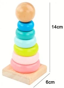 Montessori dřevěné hračky - stohovatelná věž Varianta: Stohovatelná věž, pastelové barvy