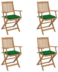 Skládací zahradní židle s poduškami 4 ks masivní akáciové dřevo,  3064637
