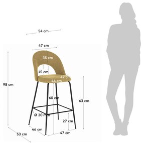 Barová židle mahalia 63 cm hořčicová MUZZA
