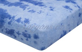 Aaryans Batikované prostěradlo froté modré Rozměry: 220x200 cm