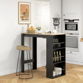 HOMCOM Vysoký Barový Stolek - rozměry 112D x 57Š x 106V cm - 3 police - černý