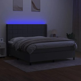 Box spring postel s matrací a LED tmavě šedá 160x200 cm textil 3138326