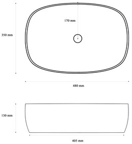 Gamma Pino, umyvadlo na desku 480x350x130 mm, bílá lesklá, GMA-UC-PINO