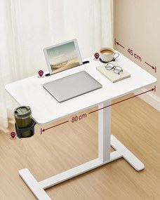 Výškově nastavitelný odkládací stolek Vasagle Elev 80 cm bílý