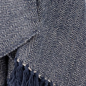 Pléd z recyklované bavlny 160x130 cm HERRINGBONE Bloomingville - modrý