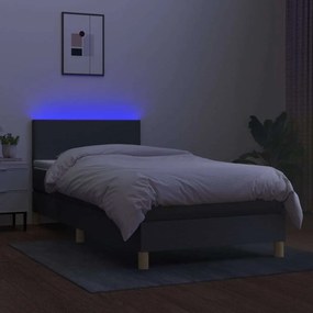 vidaXL Box spring postel s matrací a LED 90x190 cm textil [3133518] Barva: světle šedá