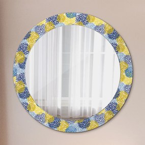 Kulaté dekorativní zrcadlo na zeď Modré květy fi 70 cm