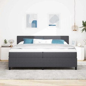 Postel s boxspringem s čelo Tmavě šedá a bílá 200 x 200 cm 3337528