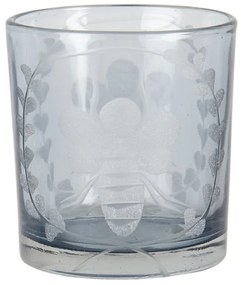 Skleněný svícen na čajovou svíčku s motivem včely – 7x8 cm