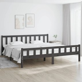 Rám postele šedý masivní dřevo 180 x 200 cm Super King - Default Title