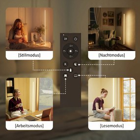 HOMCOM LED stojací lampa do obývacího pokoje s nastavitelnou barevnou teplotou pro ložnici, kancelář, 20 x 150 cm