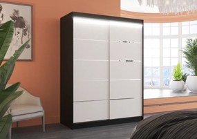 Posuvná skříň s LED osvětlením LUFT 150 černá – bílá