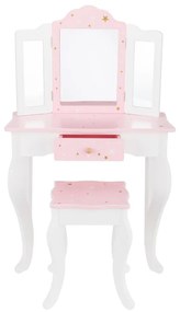 4iQ Group Dětský toaletní stolek SOL s židlí a 3 zrcadly růžový