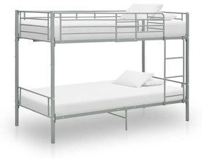 Poschoďová postel šedá kov 90 x 200 cm