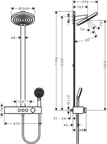 Hansgrohe Pulsify - Showerpipe 260 2jet s termostatem ShowerTablet Select 400, bílá matná 24240700