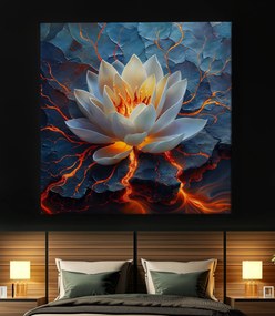 Obraz na plátně - Bílý lotos Vnitřní síla FeelHappy.cz Velikost obrazu: 140 x 140 cm