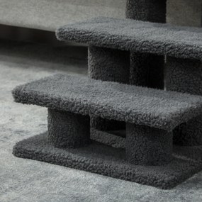 PawHut Kočičí schůdky 3 stupně, zvířecí schody, schody pro kočku, domácí schůdky 45 x 35 x 34 cm, tmavě šedé