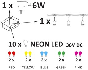 LED Venkovní dekorační řetěz PARTY NEON 7,6 m 10xE27/0,6W/36V IP44