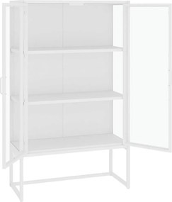 Komoda bílá 80 x 35 x 135 cm ocel a tvrzené sklo 335884