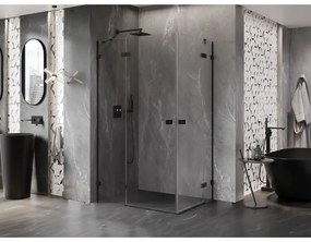 Mexen Lunar Duo výklopný sprchový kout 100 x 70 cm, 8mm čiré sklo, černý profil, 834-100L-070P-70-00