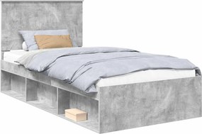 Rám postele Betonově šedá 100 x 200 cm Masivní borové dřevo 3411049