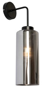 Art Deco nástěnná lampa černá s kouřovým sklem - Laura