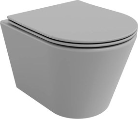 Mexen RICO Rimless mísa závěsná se sedátkem volně-padajícím, 48 x 35 cm, světle šedá, 30724061