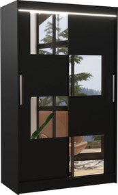 ADRK Furniture Posuvná skříň se zrcadlem a LED osvětlením LUGANO 120 SW-LUG-B-120+L-V030
