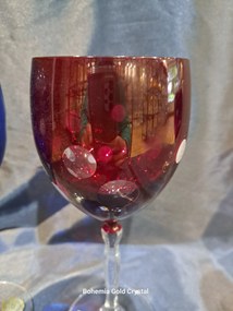 Broušené barevné sklenice na víno 240 ml, 2 ks - Vzor 2