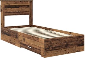 Rám postele s čelo Staré dřevo 90 x 190 cm Kompozitní dřevo 3410033