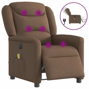 Elektrické masážní polohovací křeslo hnědé textil 3303188