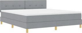 Postel s boxspringem s čelo Světle šedá 180 x 200 cm textil 3338937
