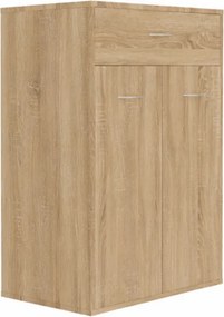 skříňka na boty, botník, 1 zásuvka, 2 dvířka, dřevo, 85x61x36 cm, dub sonoma, Dekorino BB20260062